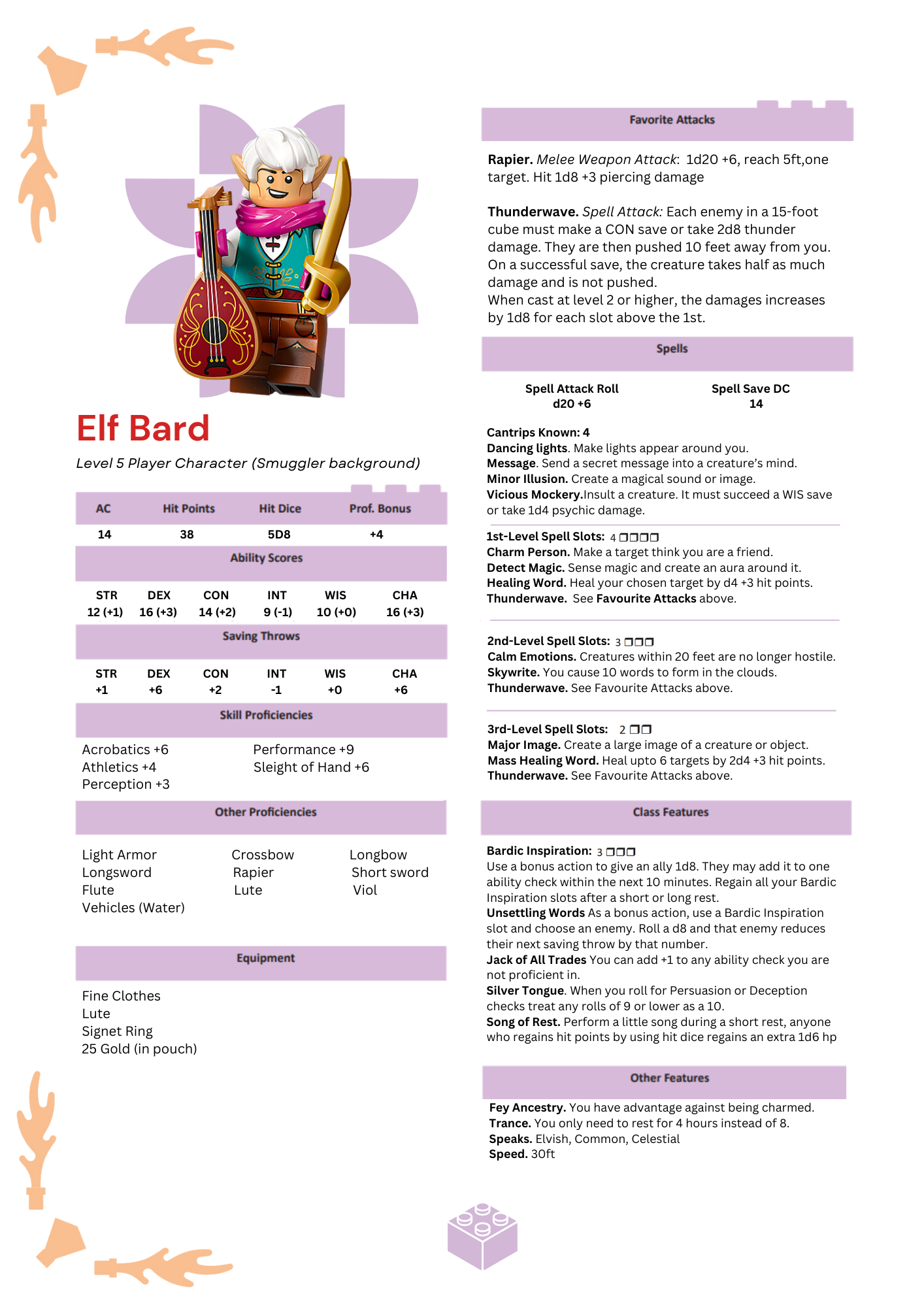 Lego Dungeons and Dragons character sheets – RPG CLASSROOM