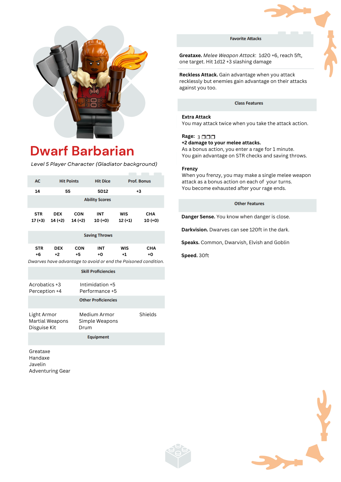 Lego Dungeons and Dragons character sheets – RPG CLASSROOM