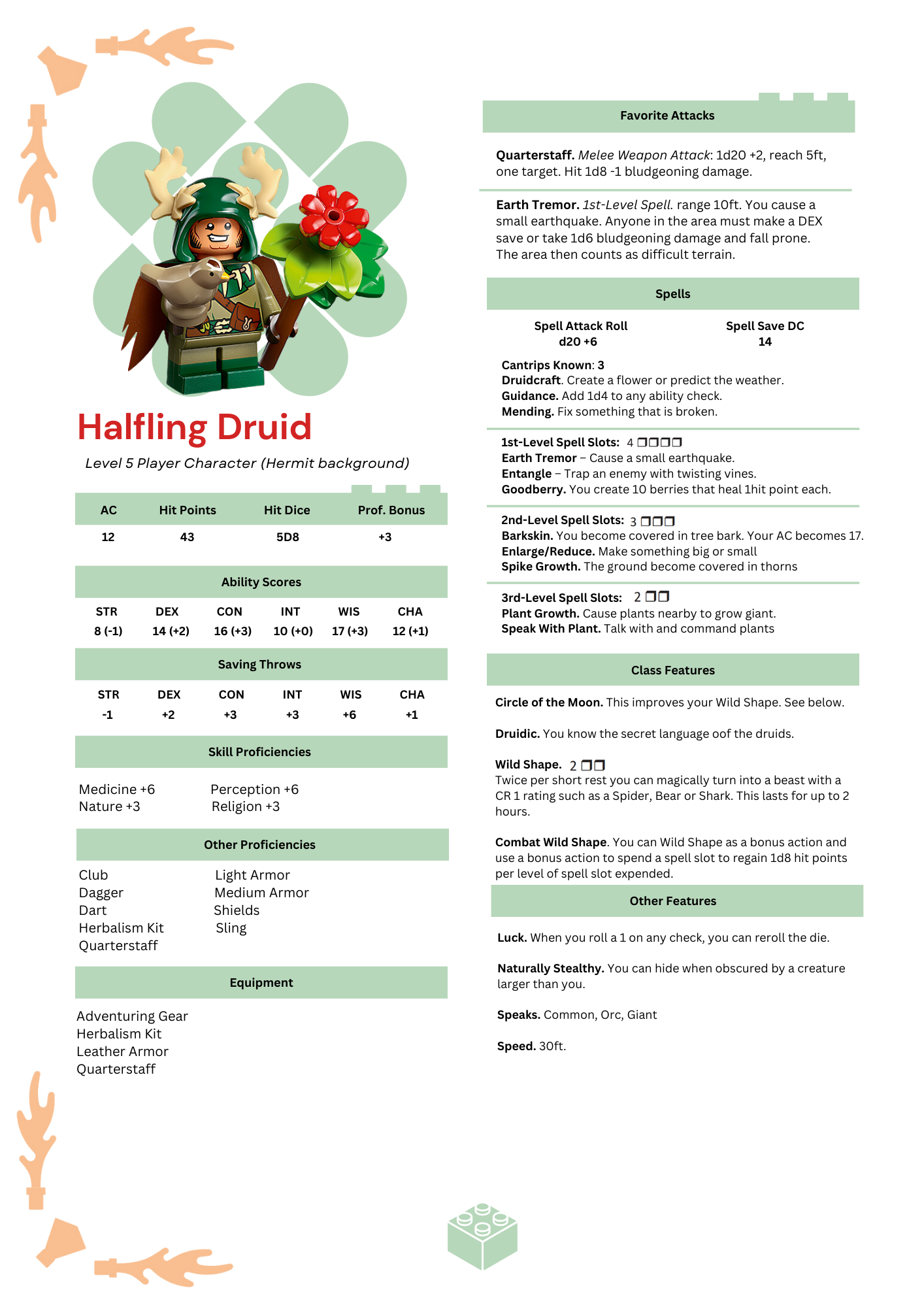 Lego Dungeons and Dragons character sheets – RPG CLASSROOM